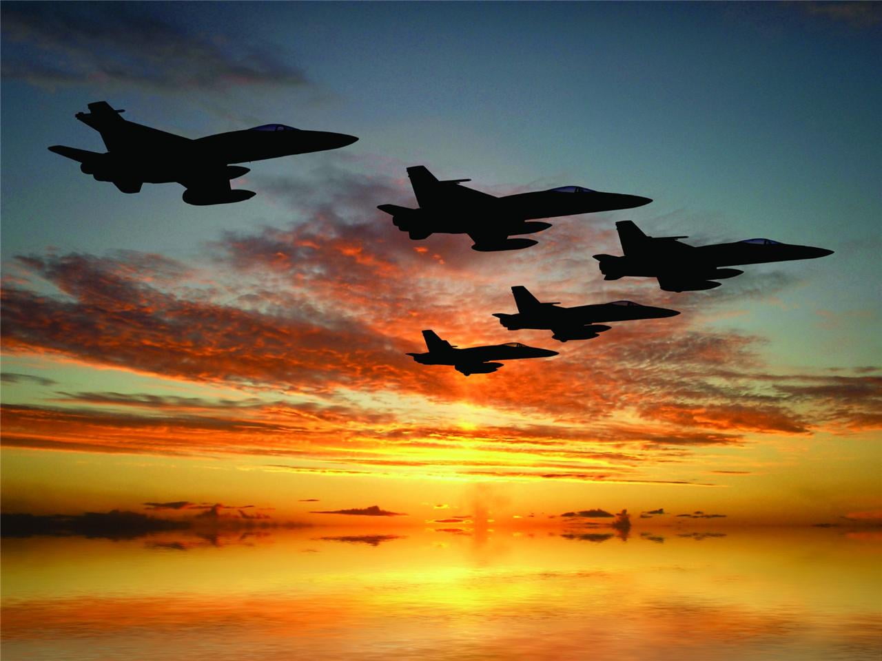 Design With Vinyl Artwork Fighter Jets In Sunset Beautiful Wall Decal ...