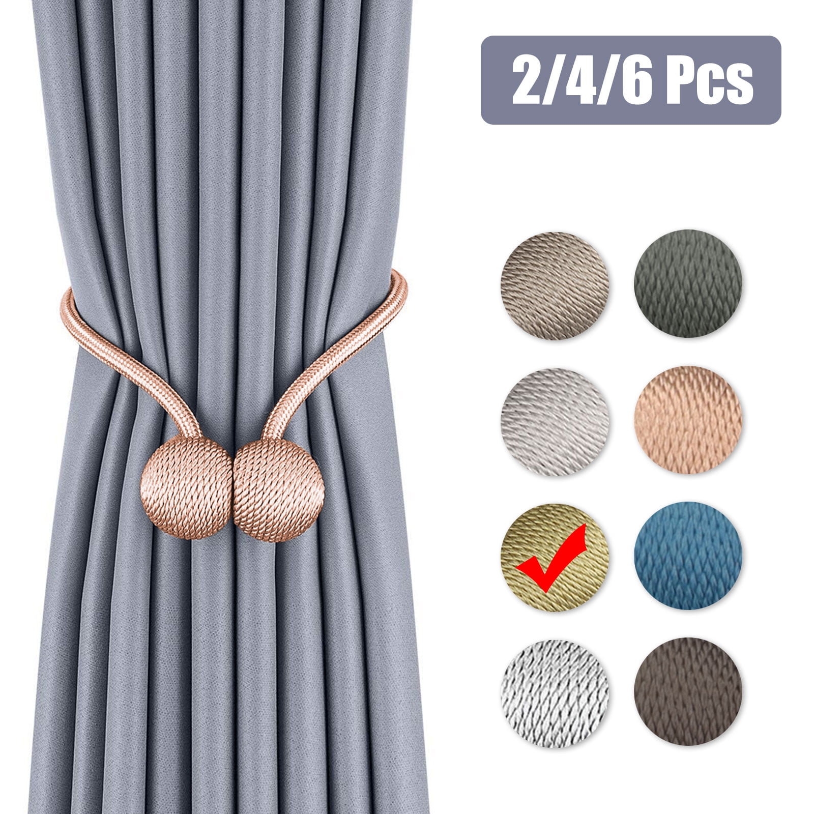 2/4/6pcs Magnetic Curtain Tiebacks Holdbacks, Decorative Rope Holdback ...