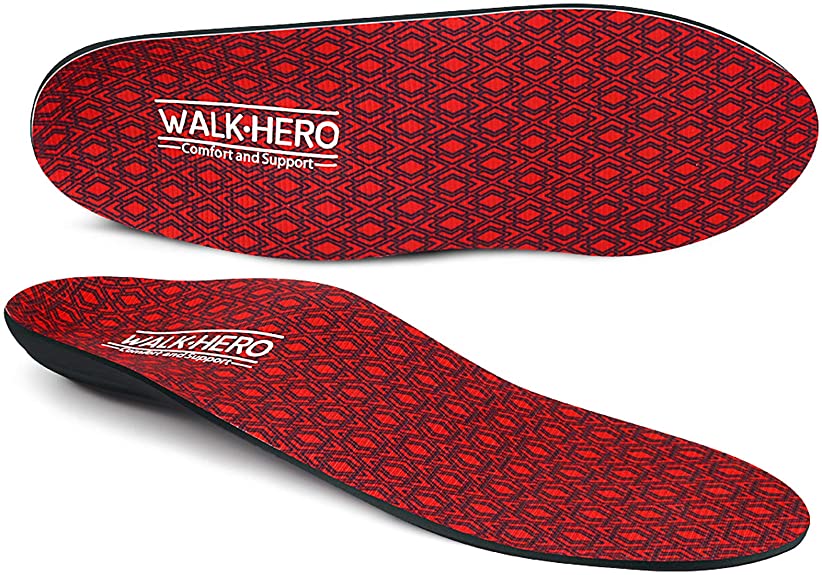 WalkHero Adult Unisex Arch Support Insoles Plantar Faciitis Orthotics ...