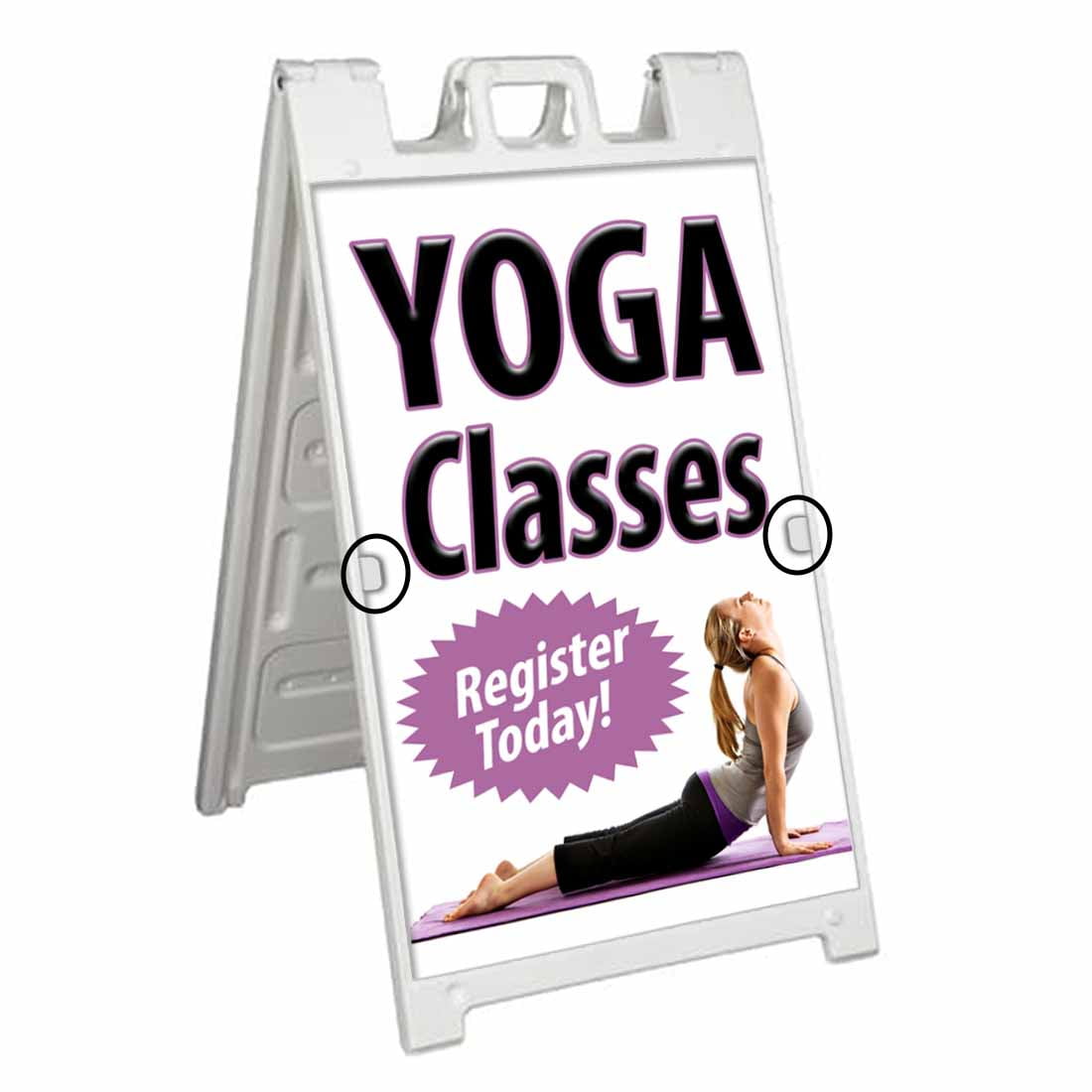 Yoga Classes (24" X 36") Deluxe A-Frame Signicade, Includes 2 Removable ...