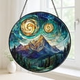 Abstract Mountain Sun Design Stained Glass Window Suncatcher – Nature ...