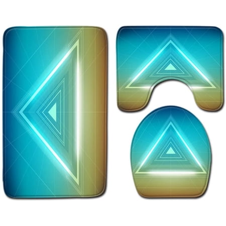 Bright Triangle Bath Mat 3 Piece Toilet Mat Bathroom Rug U Shape ...