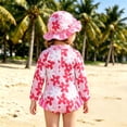 Baby Girls Long Sleeve Rash Guard Swimsuit with Hat – UPF 50+ One Piece ...