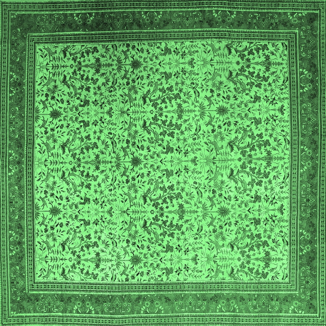 Ahgly Company Indoor Square Persian Emerald Green Traditional Area Rugs ...