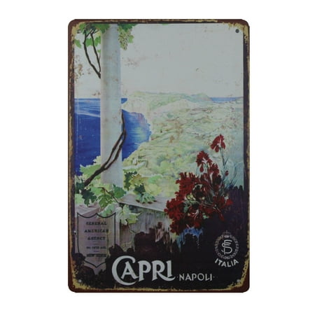 Capri Napoli Italy travel metal tin sign vintage style reproduction 12 ...