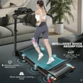 FUNMILY Collapsible Folding Treadmill with Removable Desk, Adjustable Height, 300lb Capacity ...