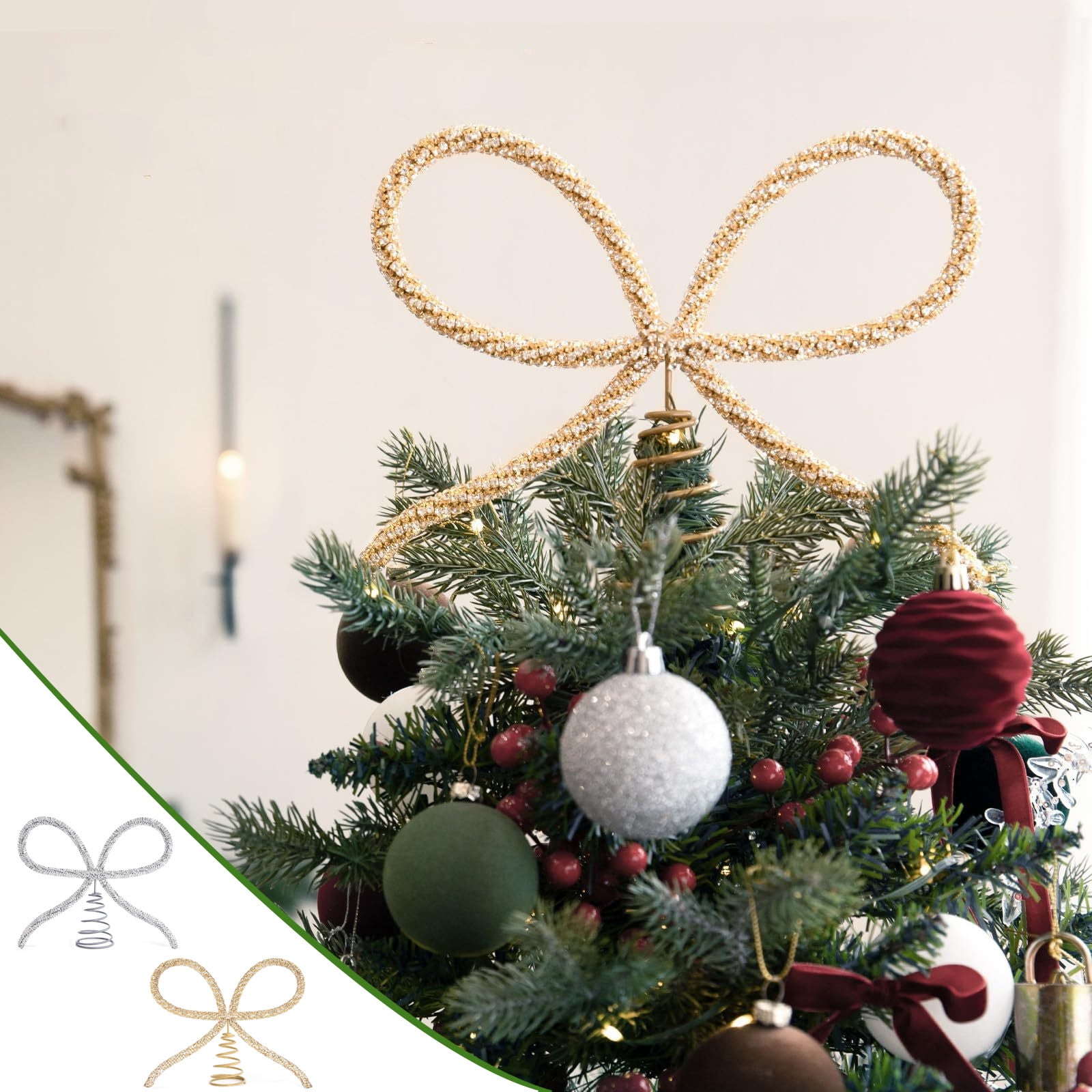 Click here for Vacemry Under $5 Christmas Tree Topper Bow  Metal... prices