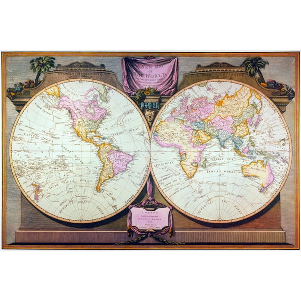 Captain Cook: Map, 1808. /Nenglish Double Hemisphere Map, 1808, By ...