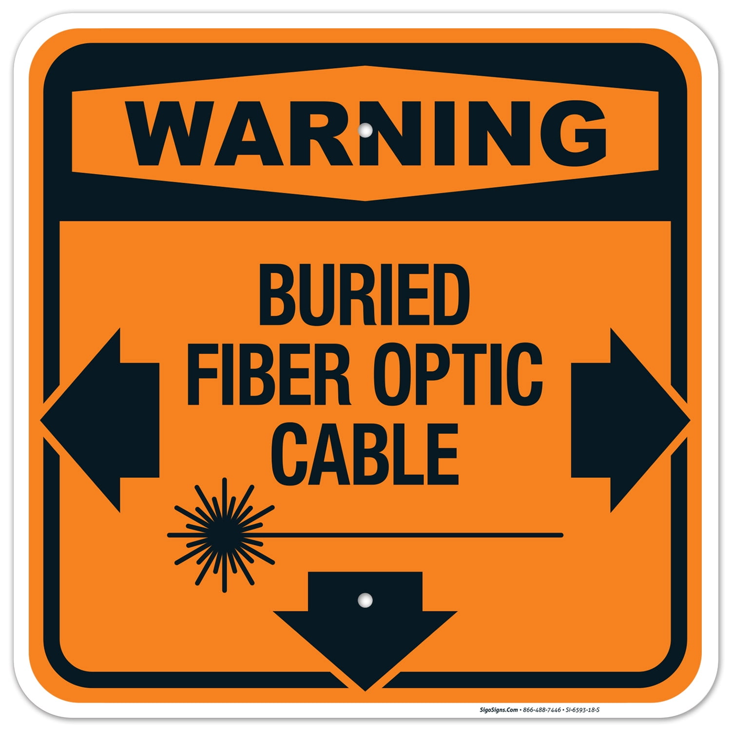 Warning Buried Fiber Optic Cable Sign, - Walmart.com