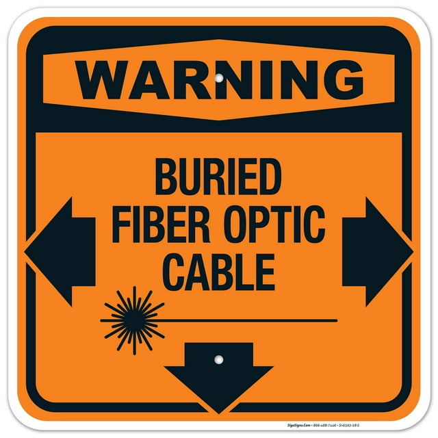 Warning Buried Fiber Optic Cable Sign, - Walmart.com
