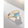 Blue Opal Turtle Charm Ring In Goldtone Metal, Elegant Single Stone ...