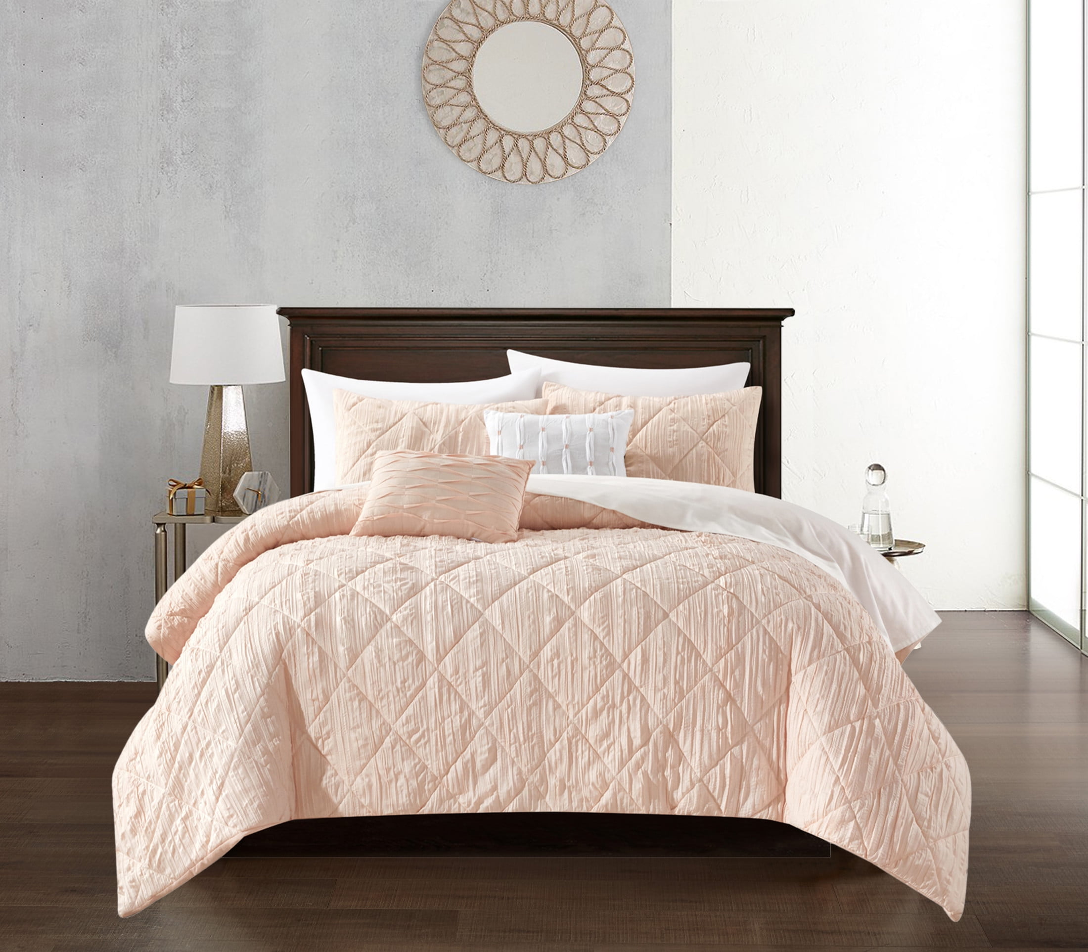 Chic Home Cuomo 5-Piece Geometric Comforter Set, King, Blush - Walmart.com
