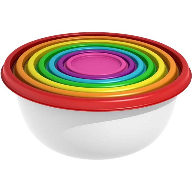 Mainstays 14-Piece Round Rainbow Food Storage & Mixing Bowl Set ...