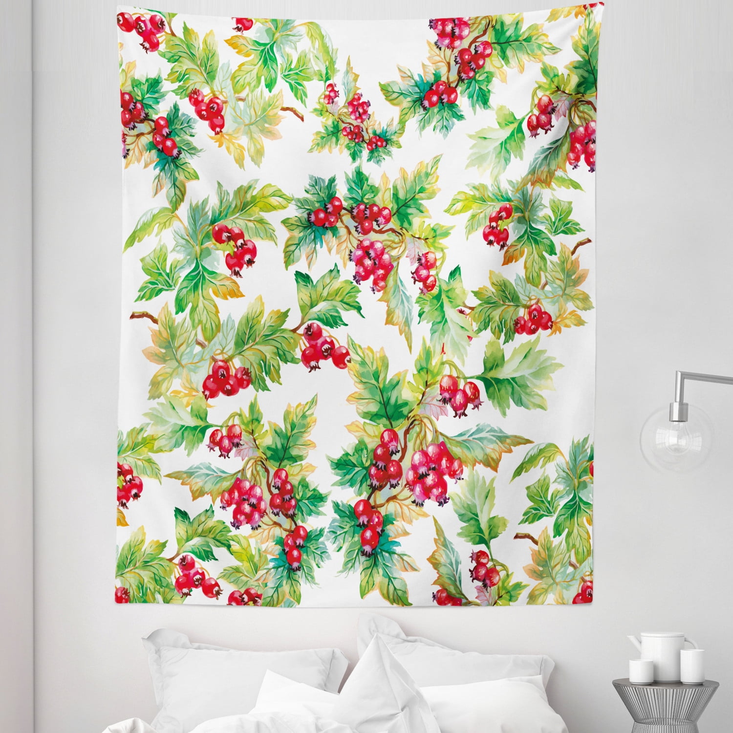 Rowan Tapestry, Watercolor Style Branches with Rowan Berries Winter ...