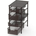 SimpleHouseware 2-Level Stackable Slide Basket Organizer, Bronze ...