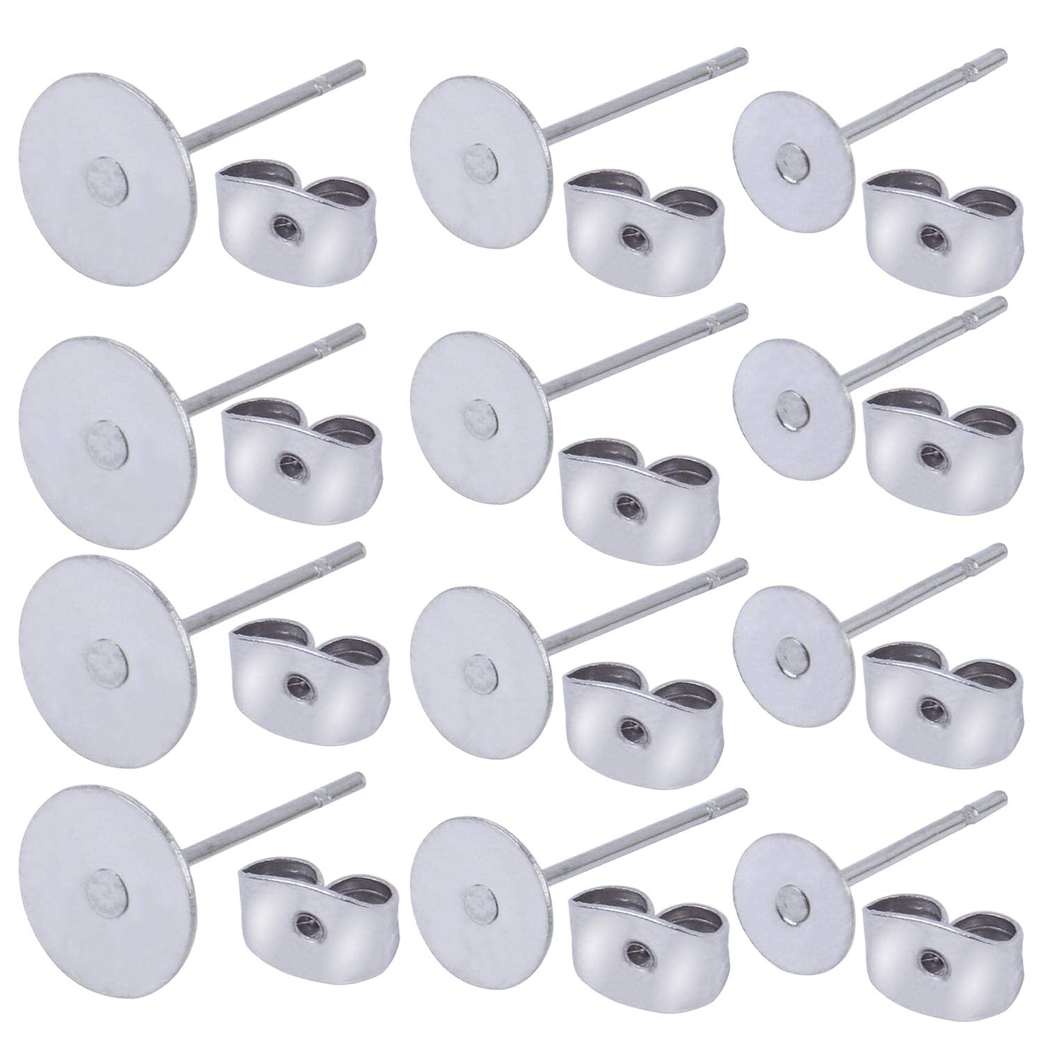 BronaGrand 150pcs 3 Sizes Glue On Earrings Posts Flat Post Pad Earring ...