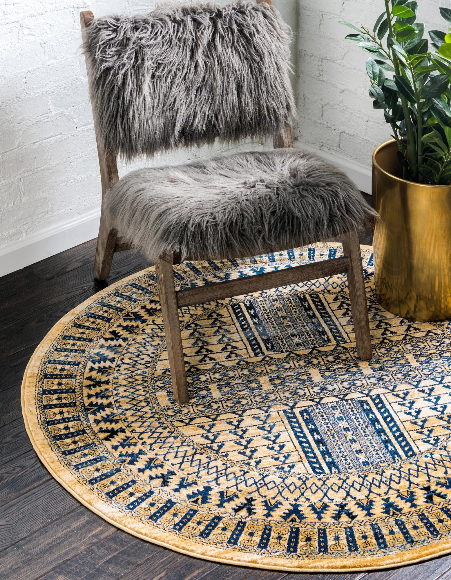 Rugs.com Kennedy Collection Rug – 5' Round Beige Medium Rug Perfect For ...