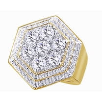 AFFY White Cubic Zirconia Cluster Wedding Band Ring For Men's In 14k ...