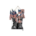 2 Pack Round Star Stripe Wooden Independence Day Welcome Sign Pendants ...