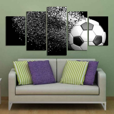 yingyy 5 Panels Smashed Soccer Canvas Printed Oil flying football oil ...