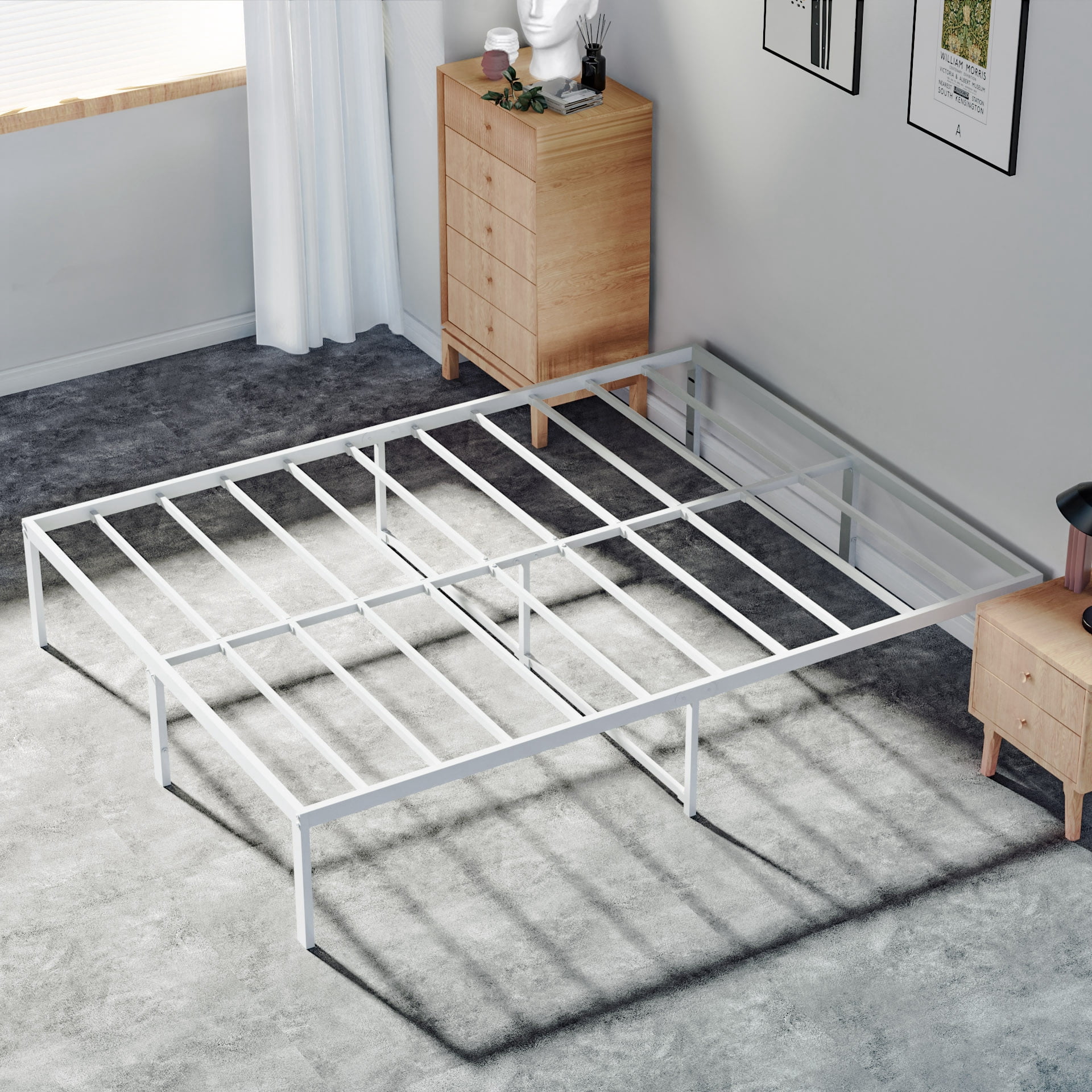 Lusimo King Size Bed Frame No Box Spring Needed Heavy Duty 14 inch ...