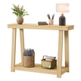 43.5" Modern Oak Console Table with Thick Top & 2-Tier Open Storage ...