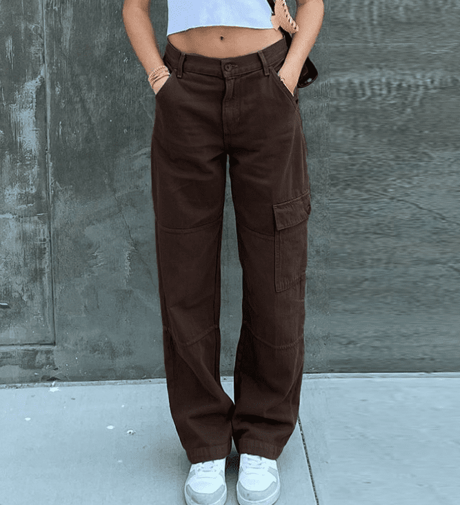Douhoow Women Baggy Jeans Side Pocket Denim Pants Boyfriend Low Waist ...