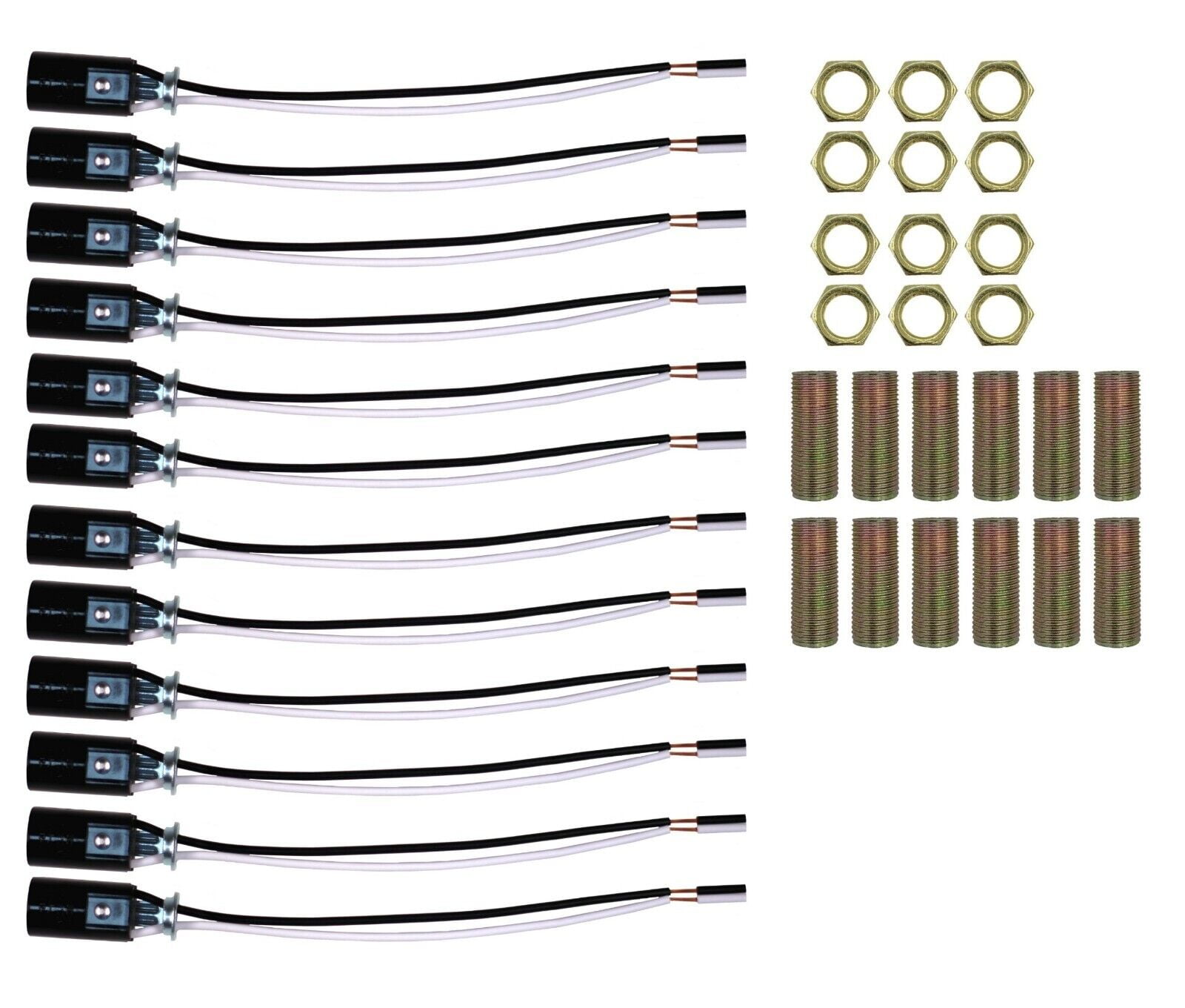 12 Pack Candelabra Bulb Sockets, E12 Lamp Holder Light Socket, 6" Wire ...