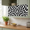 Black White Grid Cabinet Curtains 35" W x 35" L, Deformed Color Block ...