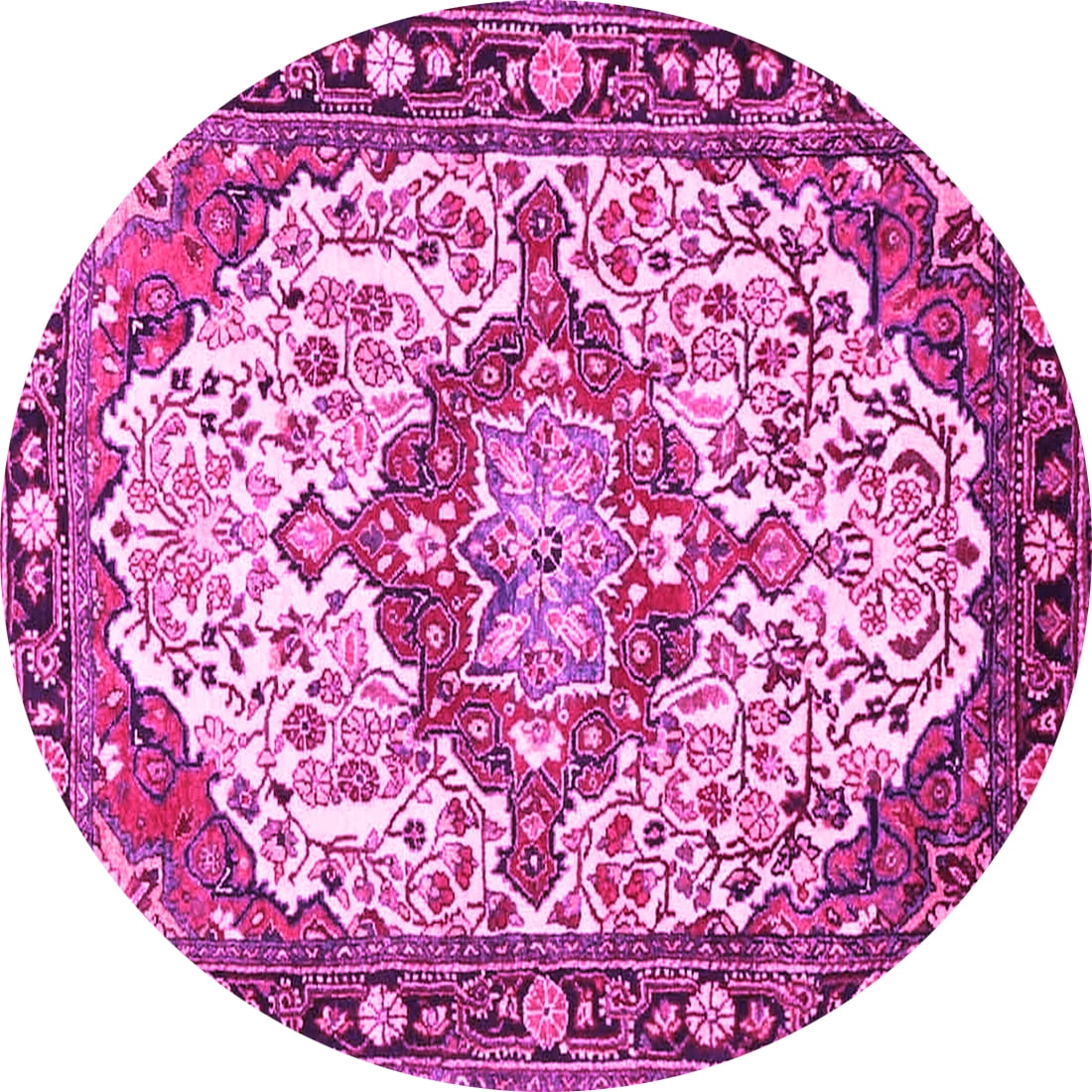 Ahgly Company Indoor Round Medallion Pink Traditional Area Rugs, 5 ...