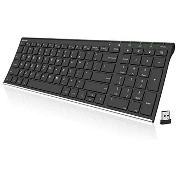 Arteck 2.4G Wireless Keyboard Stainless Steel Ultra Slim Full Size ...
