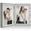 Afuly Double Wooden Hinged Picture Frame 5x7, Gray White, 2 Openings ...