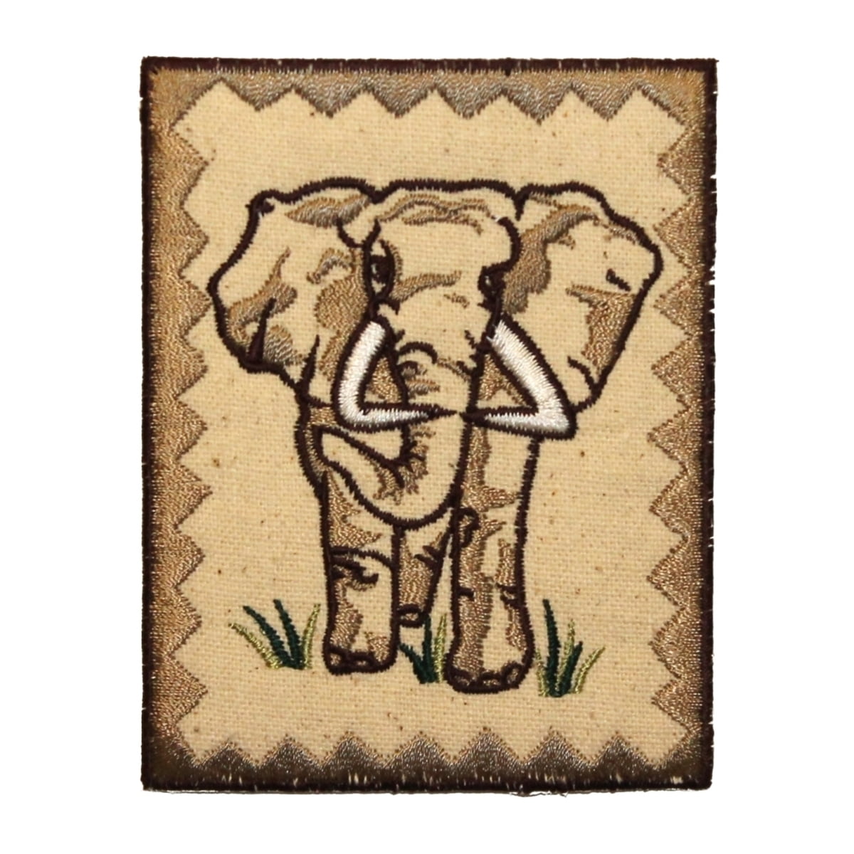 ID 0759 Elephant Portrait Patch Zoo Badge Picture Embroidered Iron On ...