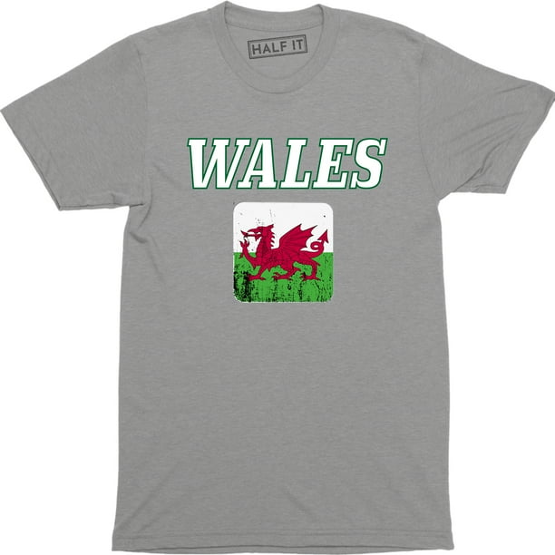 Half It - Wales Nation Distressed Flag Welsh Football Gift Men's T ...