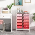 Yunken 15 Drawers Rolling Cart, Classroom Organizers, Storage Cart with ...
