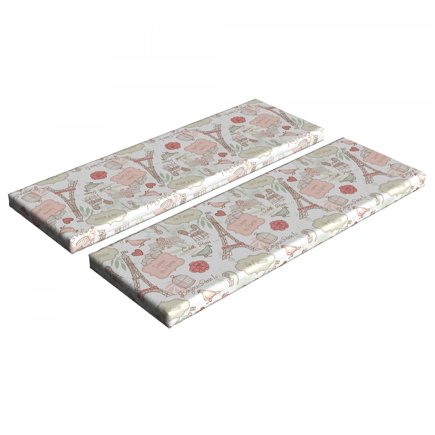 Paris Bench Cushion Set of 2, French Pop Culture Lovers in Streets ...