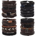 24Pcs 24 Style Adjustable Imitation Leather Cord Bracelets Set for Men ...