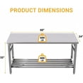 60 In x24 In Commercial Stainless Steel Folding Prep Table 2-Tier Heavy ...