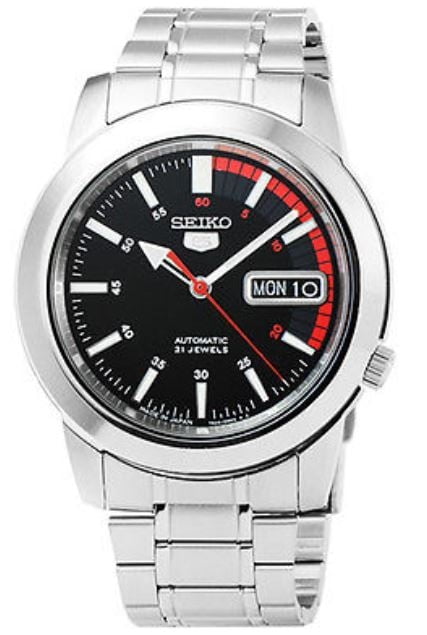 Seiko - Seiko Men's 5 Automatic SNKK31J1 Black Dial Stainless Steel ...