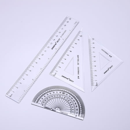 4 Pieces Math Geometry Tool Plastic Clear Ruler Sets, Protractor ...