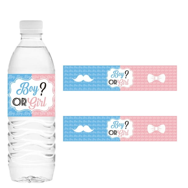 32 Stickers Boy or Girl Gender Reveal Water Bottle Labels - for Baby ...