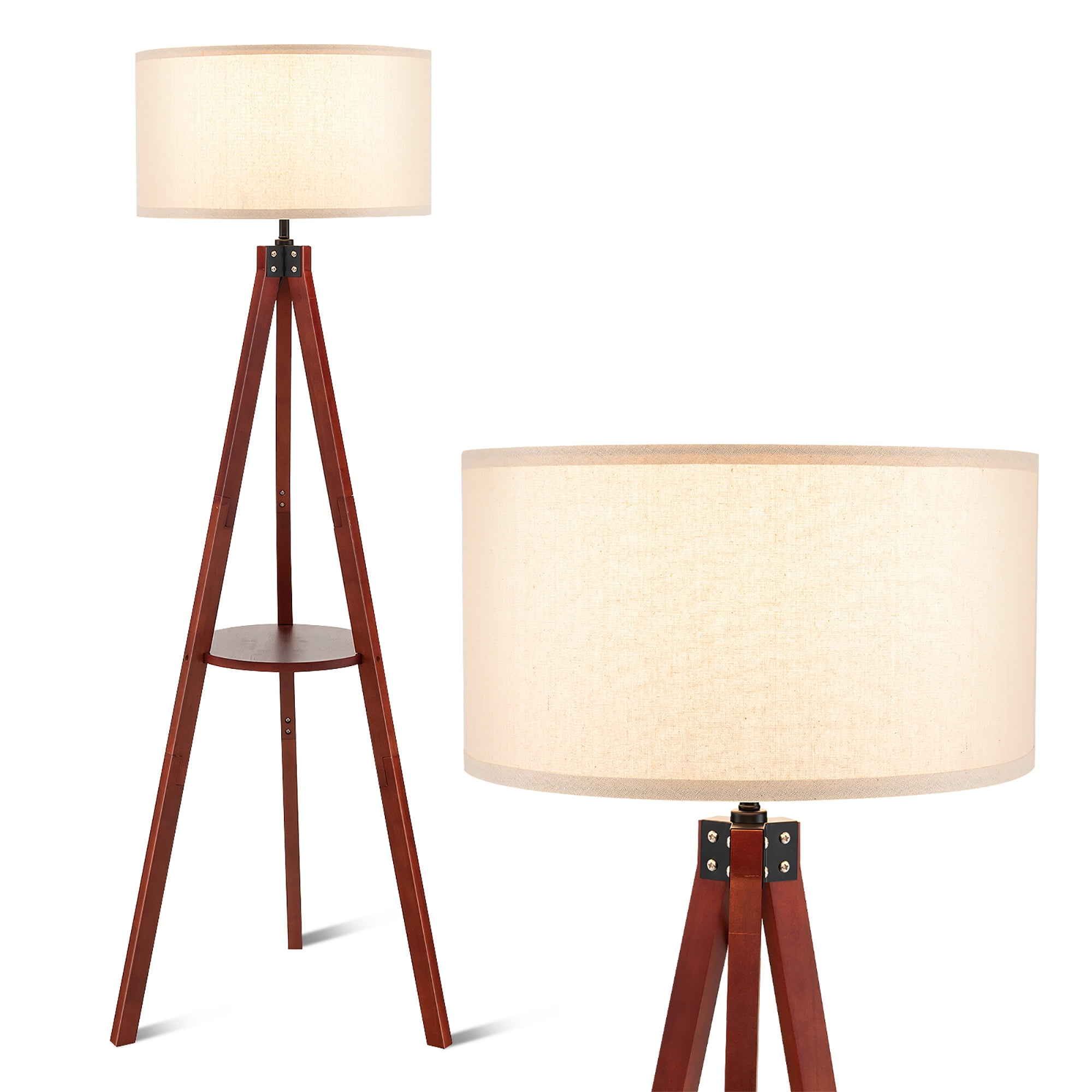 Click here for Gymax Tripod Floor Lamp Wood Standing Lamp W/ Flax... prices