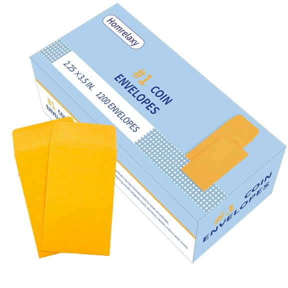 Small Coin Envelopes with Gummed Flap, Yellow Kraft Mini Envelopes for ...