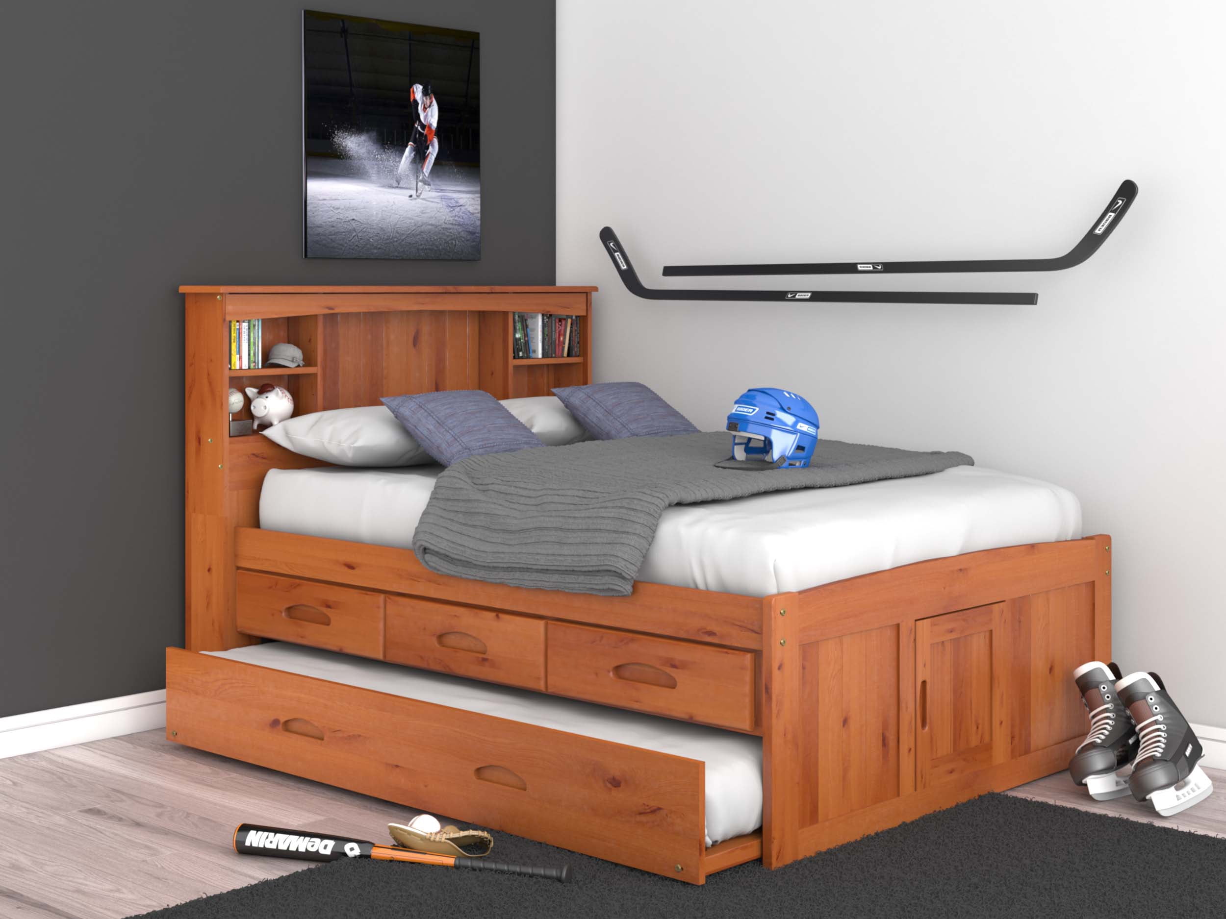 Discovery World Furniture Kids Full Bookcase Bed with 3 Drawers ...