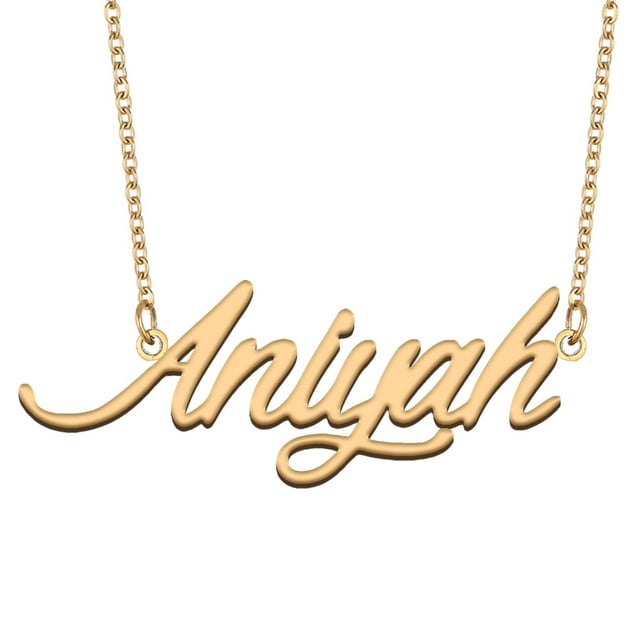 HUAN XUN Name Initial Necklace 18k Gold Plated Aniyah Name Charm ...