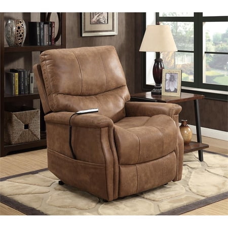 Home Fare Bailey Faux Leather Power Lift Chair with USB Port in Brown ...