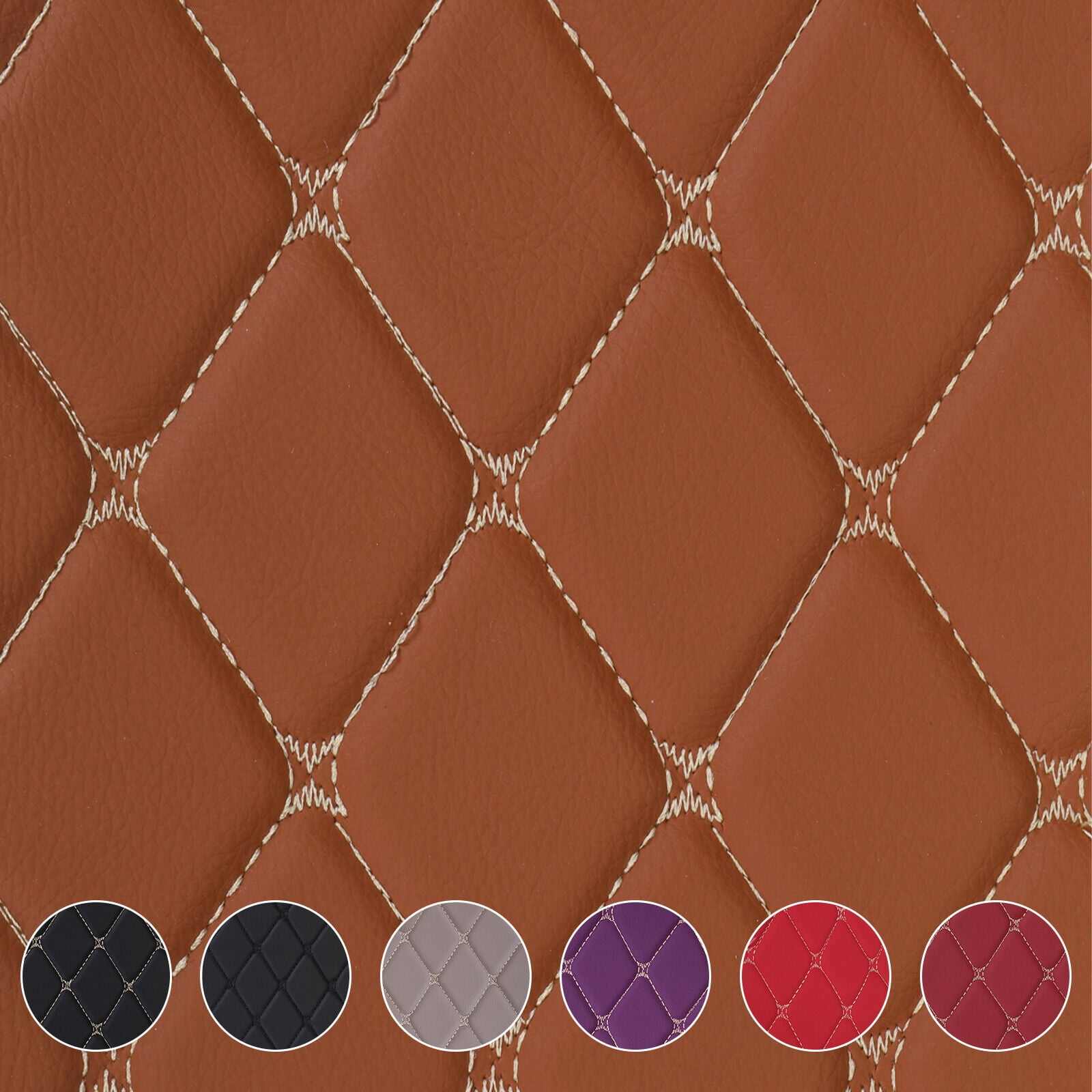 59" W Vinyl Faux Leather Fabric Diamond Quilted Foam Backed for Car ...