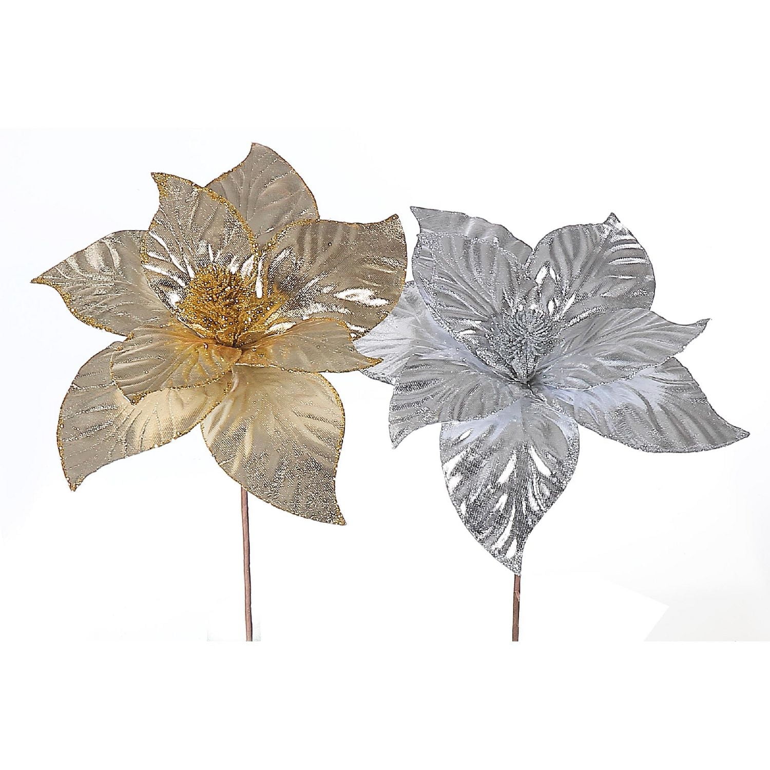 Click here for Ih Casadécor Christmas Shiny Poinsettia Pick - Set... prices