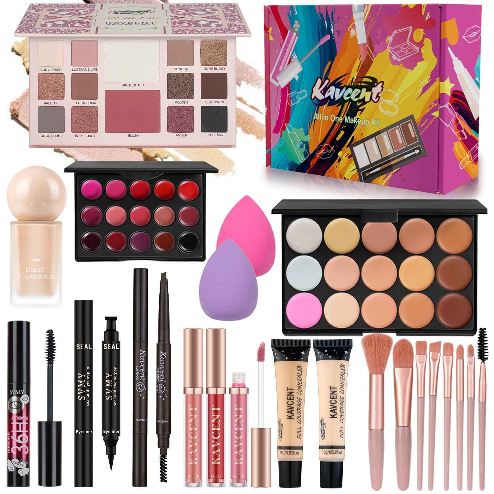 Kit de maquillaje KAVCENT para mujeres y adolescentes con paleta de ...