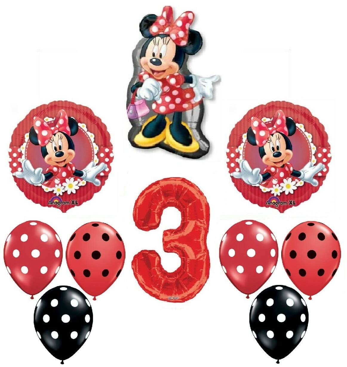 MAD About Minnie Mouse Red 3rd Birthday Party Balloons Decorations ...